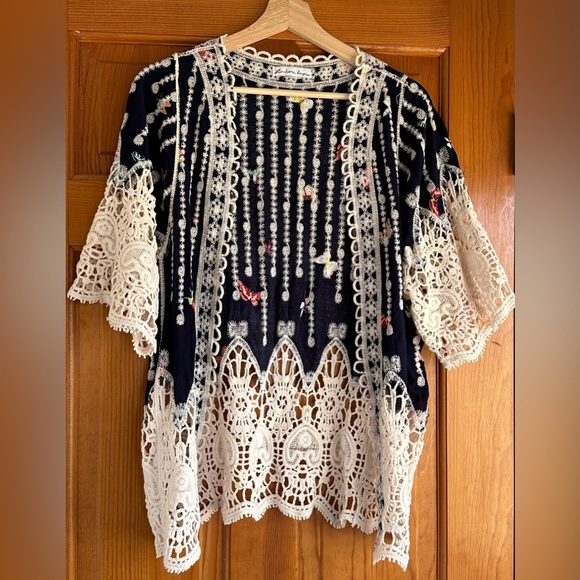 London Kaye | Tops | London Kaye Crocheted Open Kimono Top | Poshmark